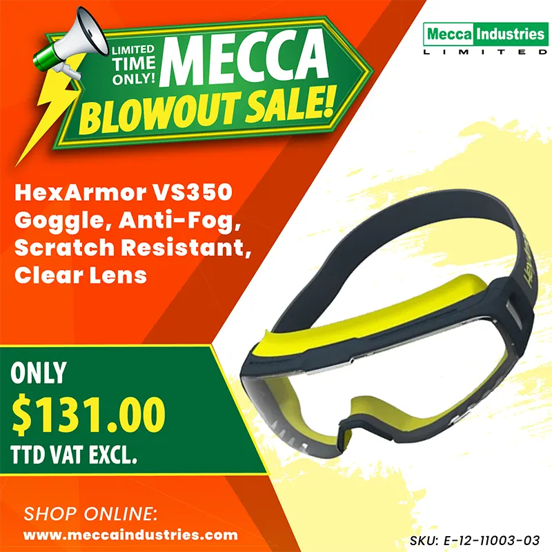 HexArmor VS350 Goggle, Anti-Fog, Scratch Resistant, Clear Lens – Mecca ...